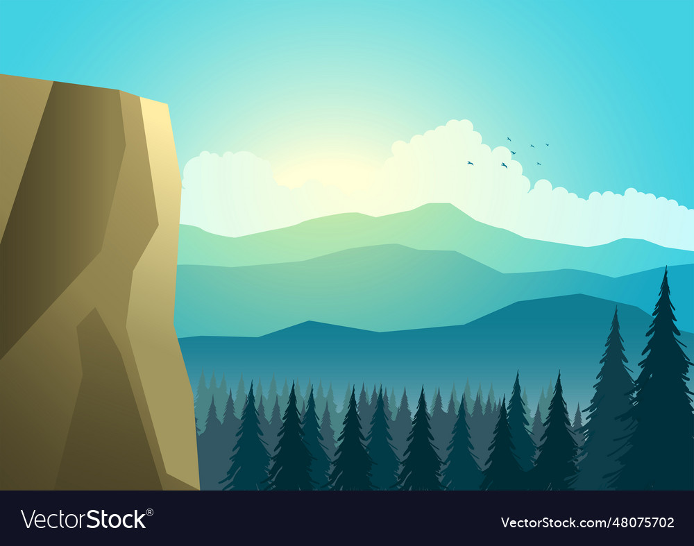 Beautiful landscape of mountain and pine trees Vector Image
