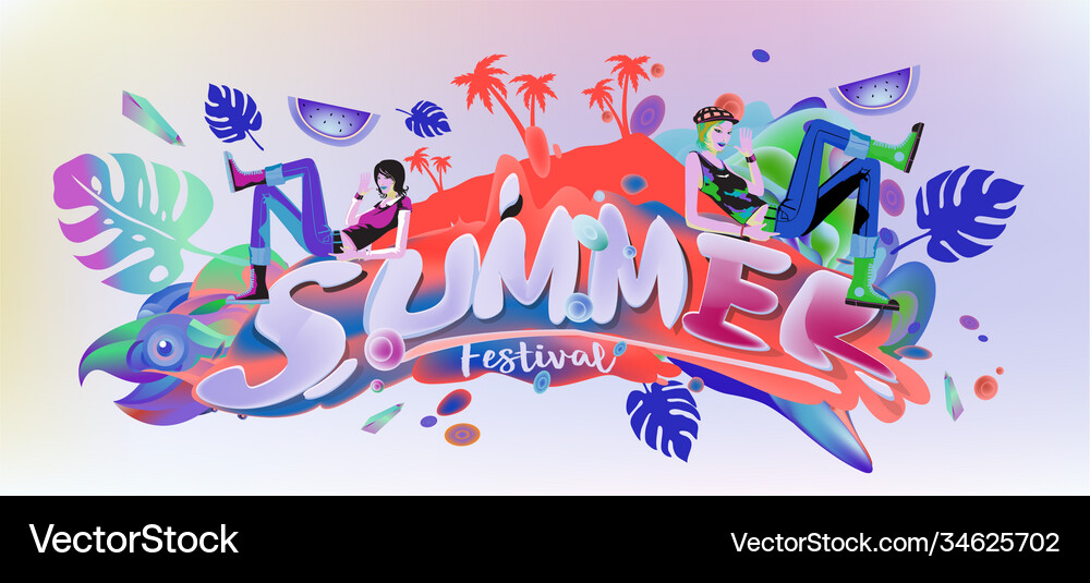 Colorful summer banner tropical background Vector Image