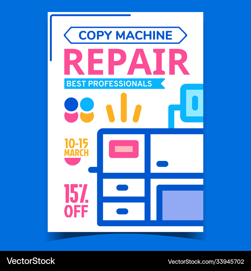 Copy machine repair advertising banner Royalty Free Vector