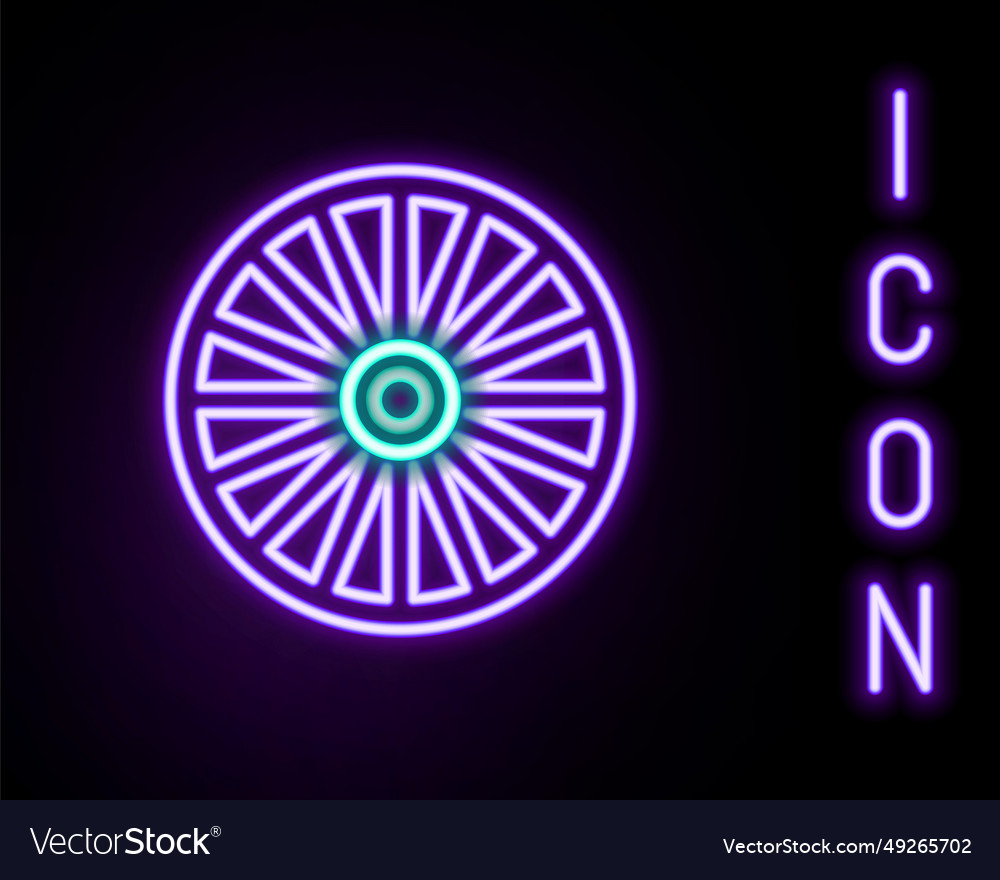 Glowing neon line alloy wheel for a car icon Vector Image Glowing neon line alloy wheel for a car icon Vector Image