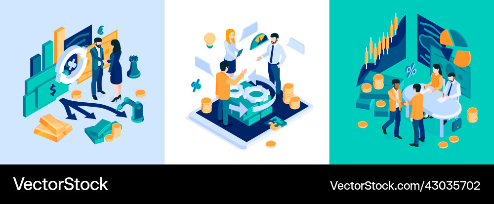 Isometric successful investment design concept Vector Image