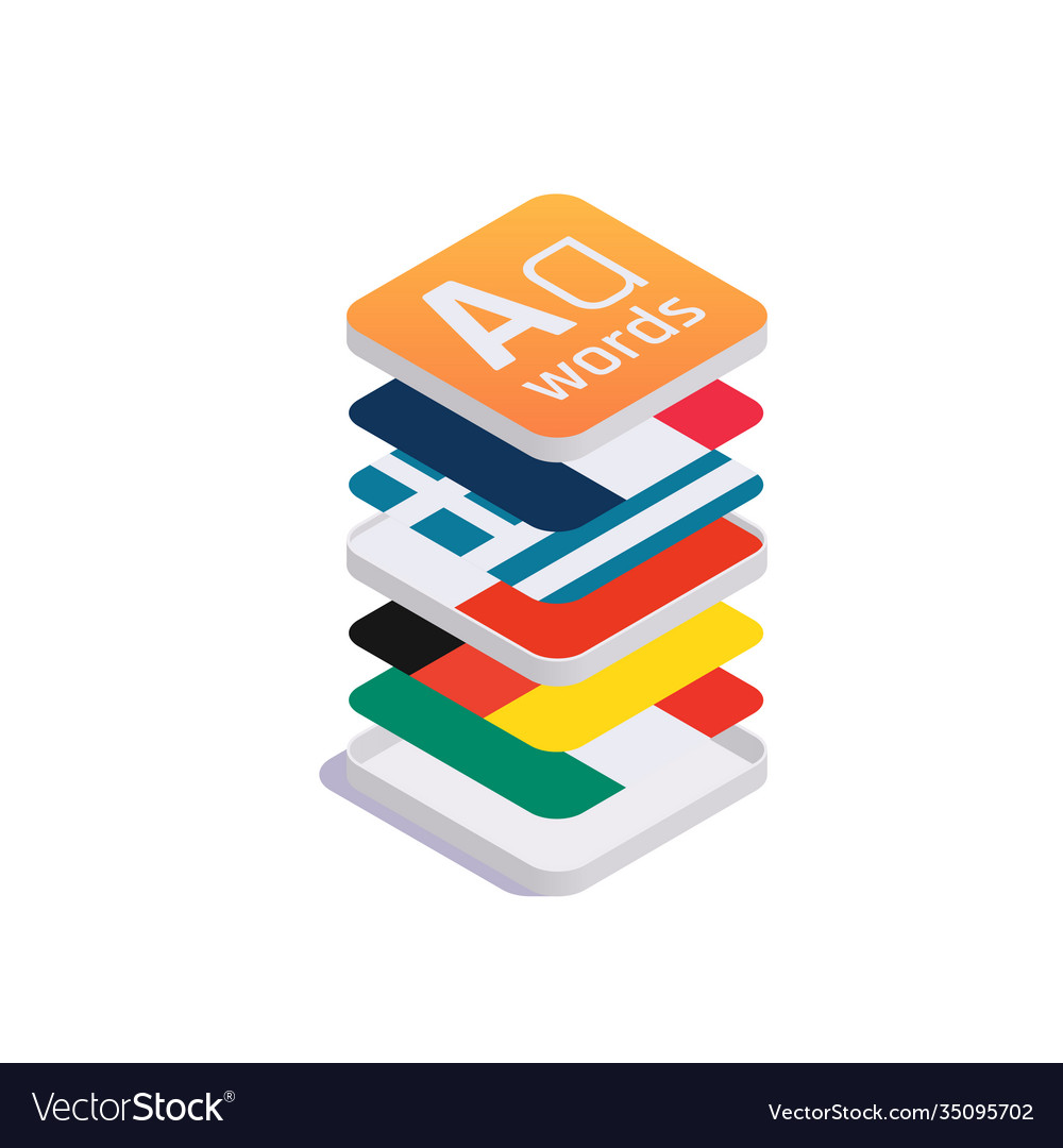 Language learning isometric concept Royalty Free Vector