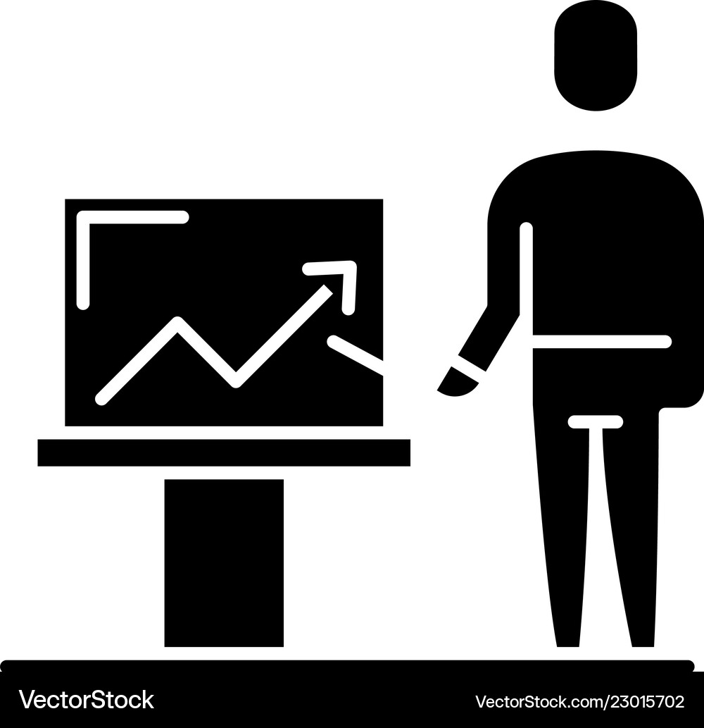Marketing presentation black icon sign Royalty Free Vector