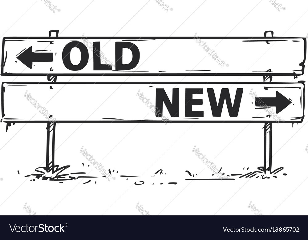 Road block arrow sign drawing old or new Vector Image