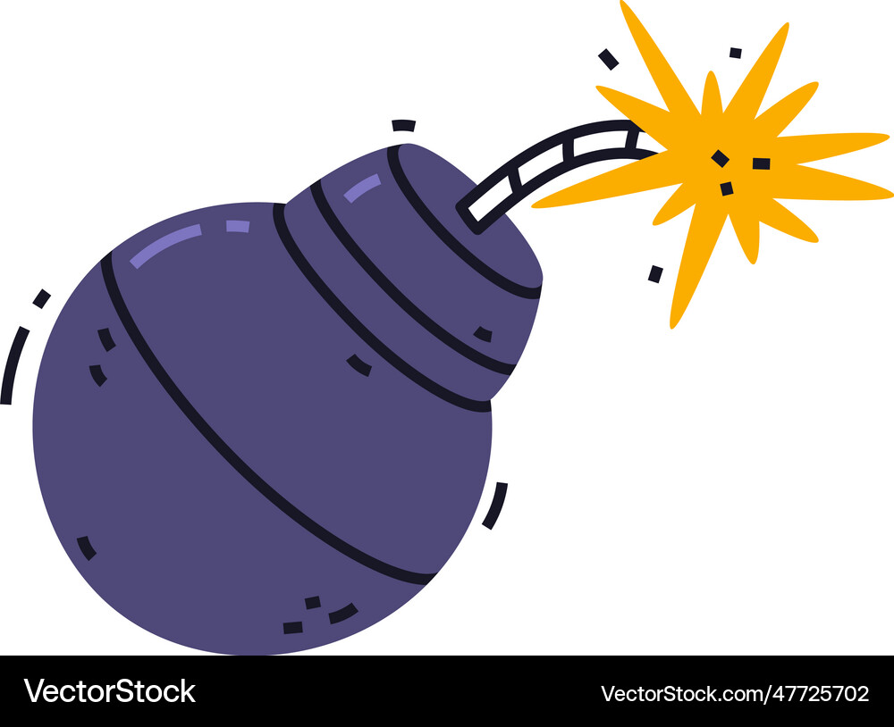 Round bomb with burning fuse or wick Royalty Free Vector