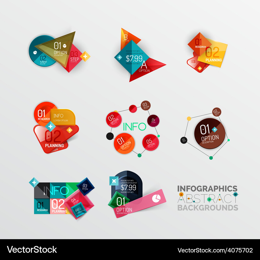 Set of geometric abstract shape infographic Vector Image