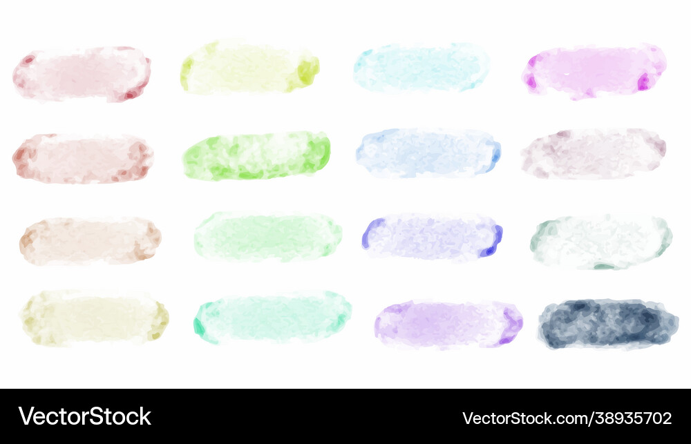 Set pastel colorful watercolor brush isolate Vector Image