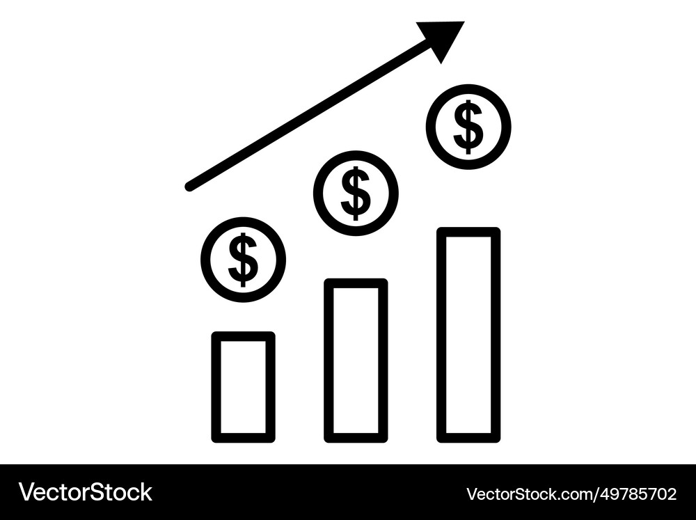 Stock market chart icon with dollar Royalty Free Vector