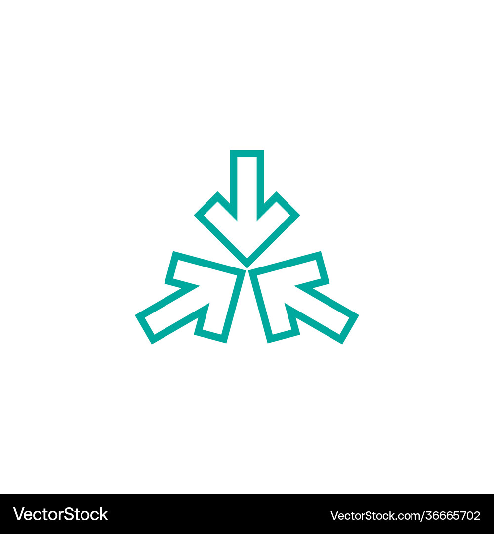 Threeblue line arrows point to center triple Vector Image