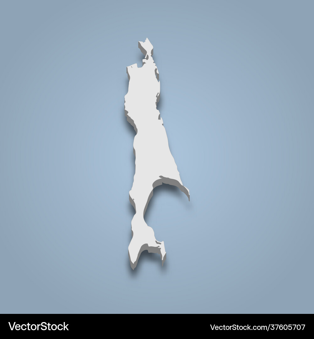 3d isometric map sakhalin is an island in Vector Image