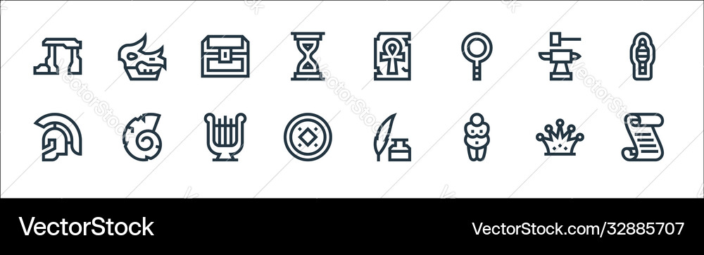 Ancient Line Icons - Historical Themes Royalty Free Vector