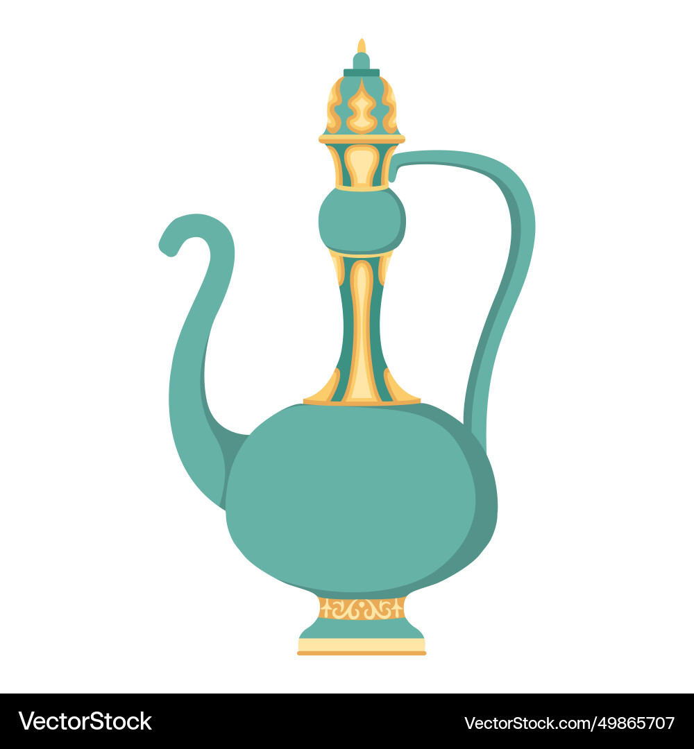 Arabic teapot isolated on white golden dallah Vector Image