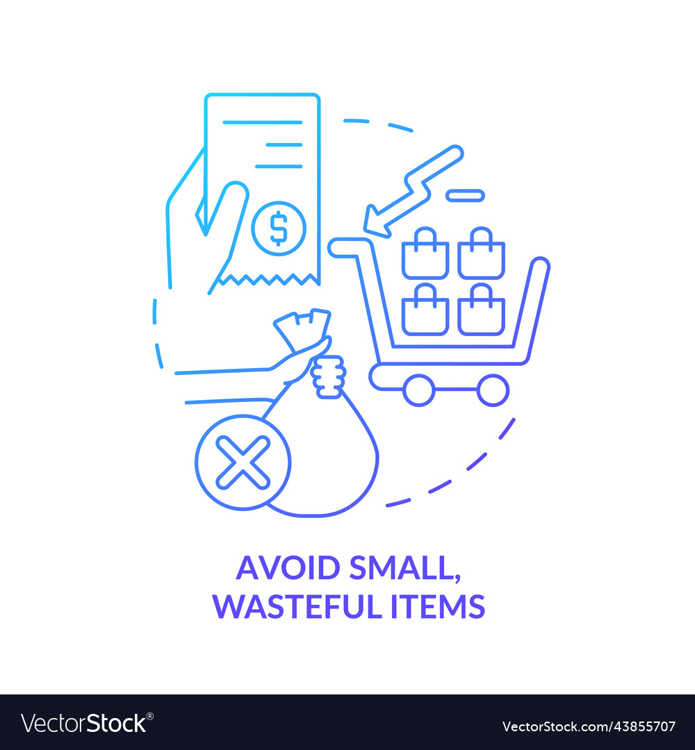 Avoid small wasteful items blue gradient concept Vector Image