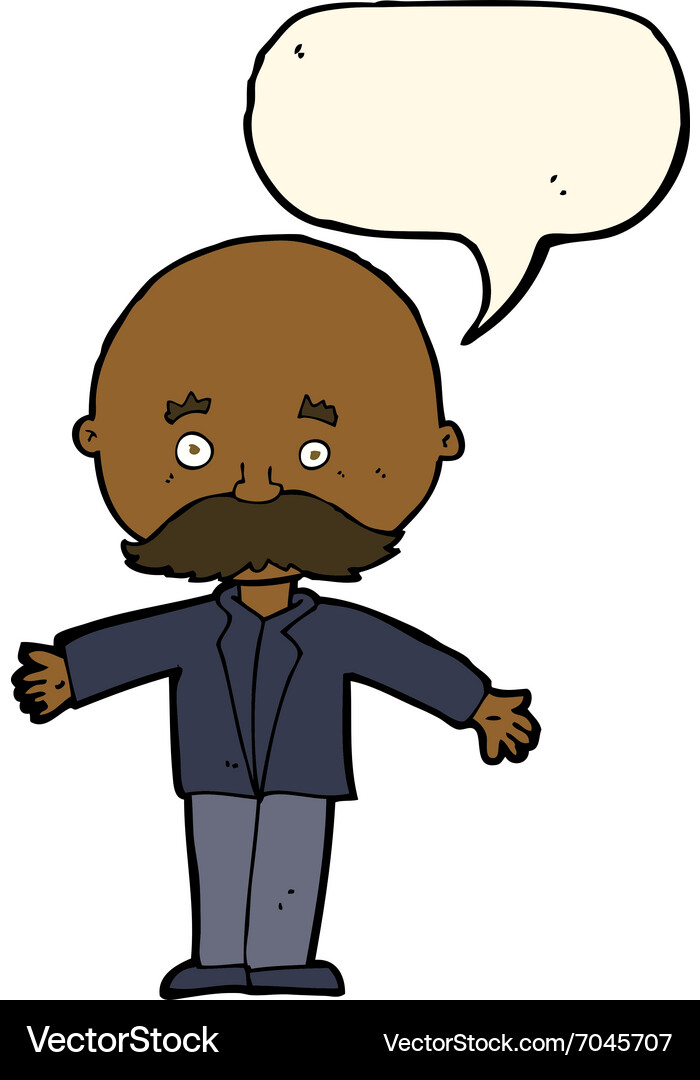 Cartoon bald man with open arms speech bubble Vector Image
