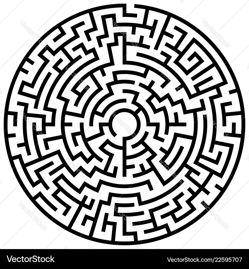 Circular Maze Puzzle - White Background Royalty Free Vector