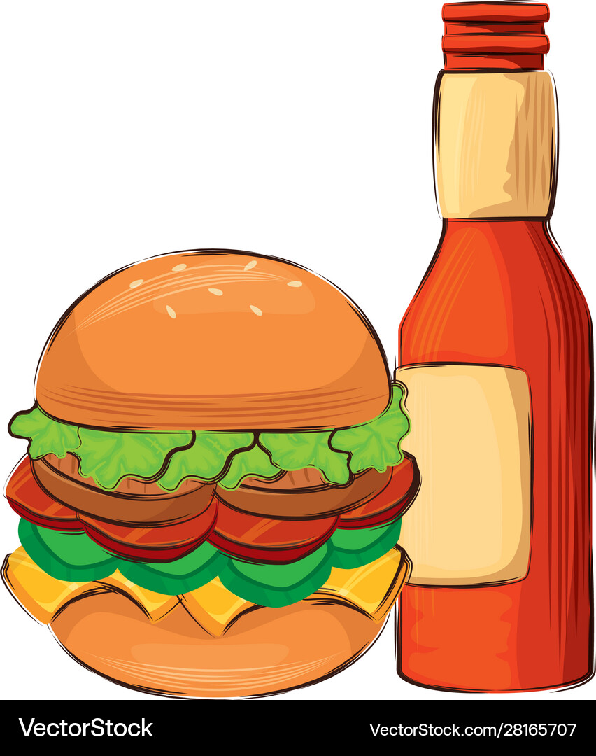 Delicious hamburger with beer isolated icon Vector Image