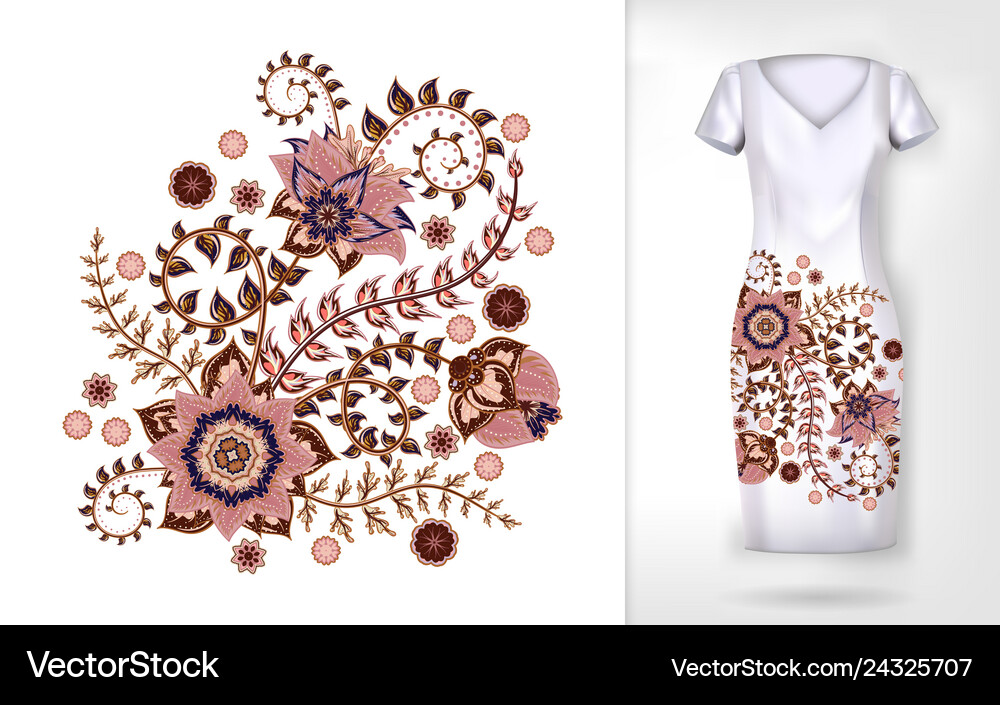 Embroidery colorful trend floral pattern Vector Image