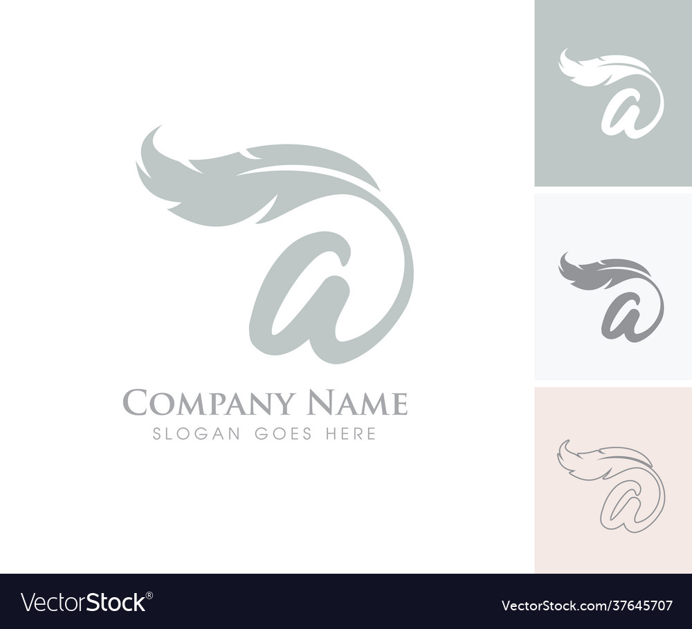 Feather monogram initial letter Royalty Free Vector Image
