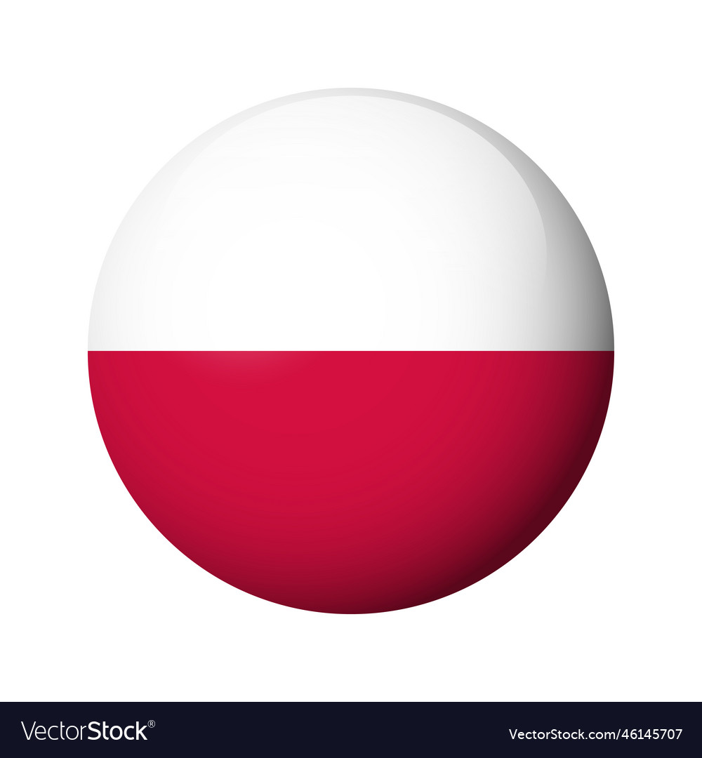 Glossy circle badge flag of poland Royalty Free Vector Image
