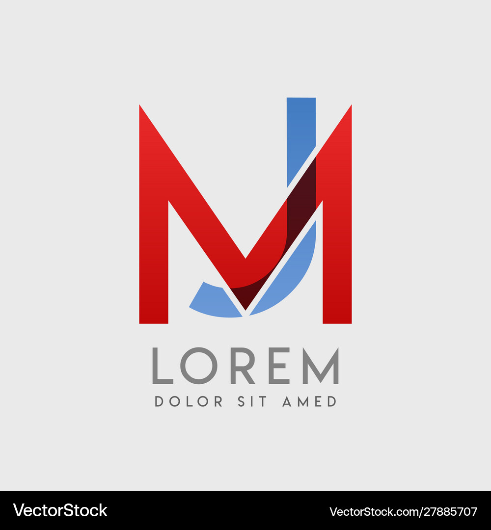 Mj logo letters with blue and red gradation Vector Image