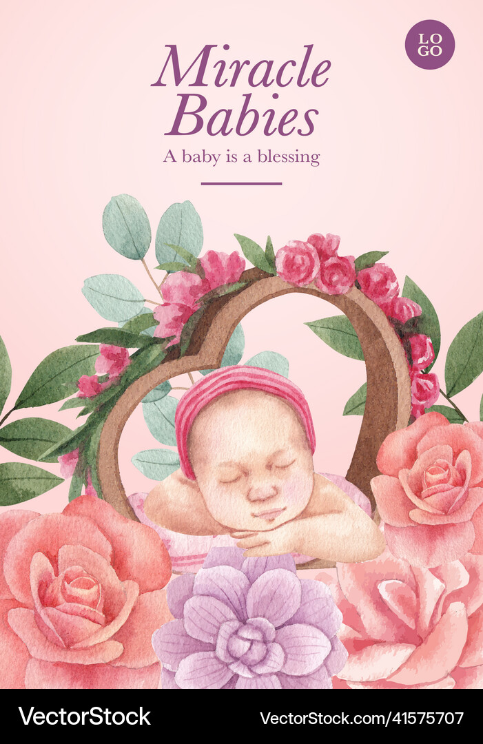 Poster template with newborn baby Royalty Free Vector Image