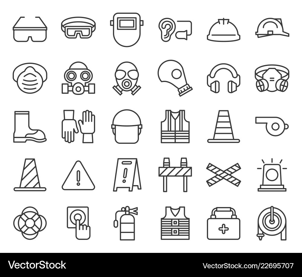 Protective equipment and firefighter outline icon Vector Image