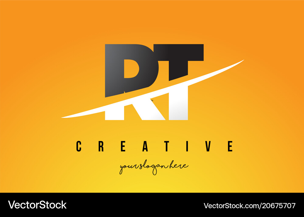 Rt r t letter modern logo design with yellow Vector Image