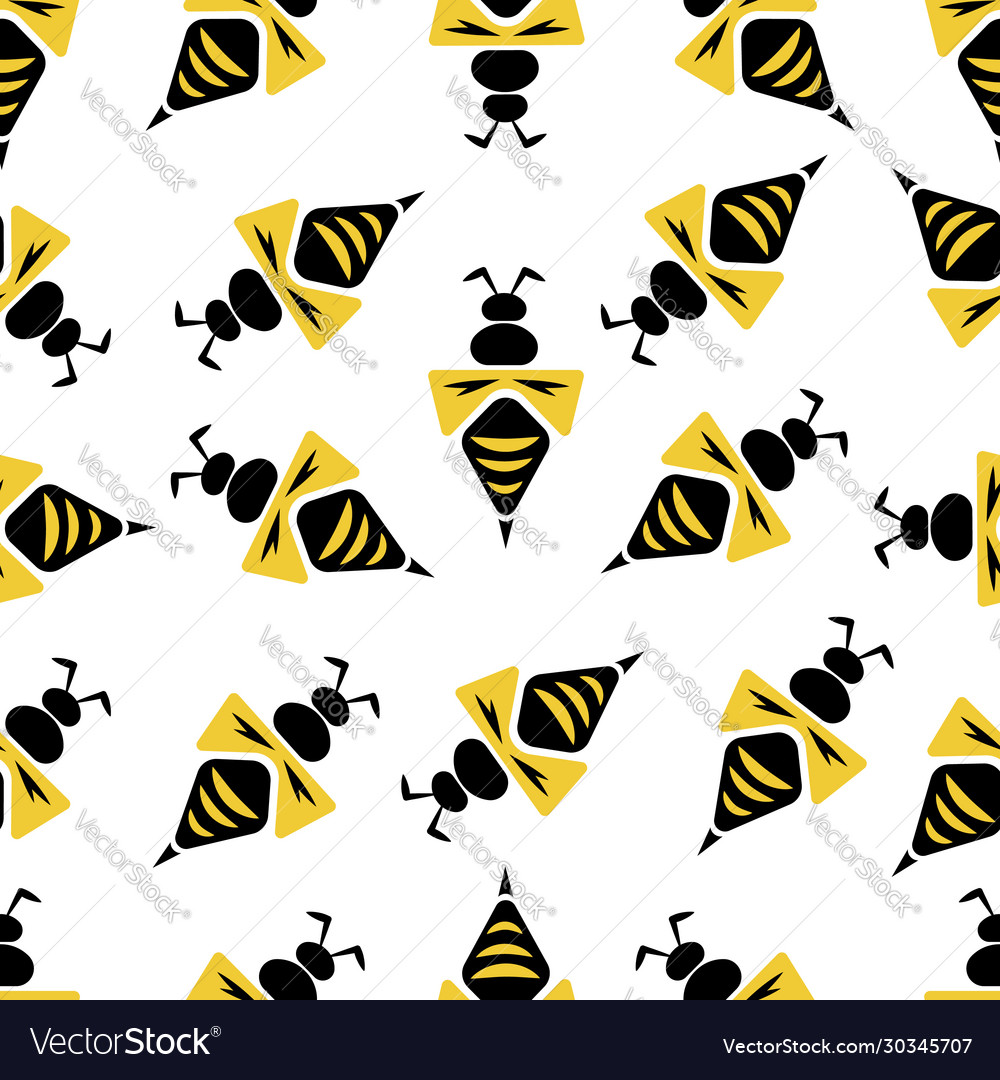 Seamless pattern with wasps Royalty Free Vector Image