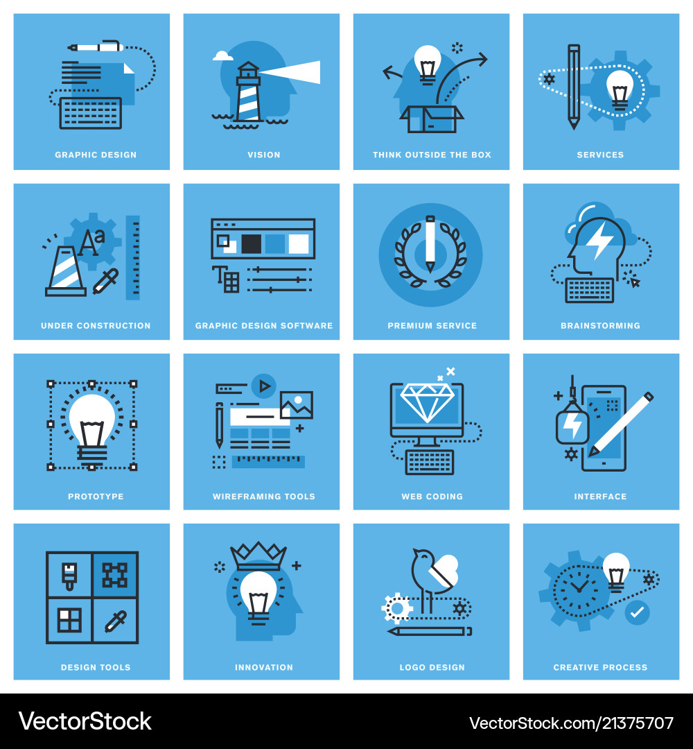 Set of thin line concept icons Royalty Free Vector Image