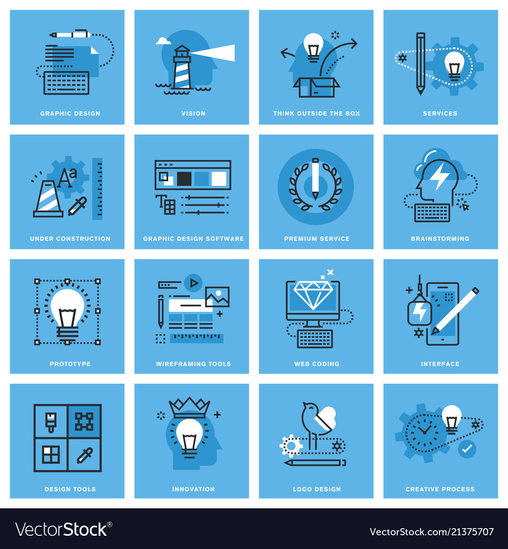 Set thin line concept icons Royalty Free Vector Image