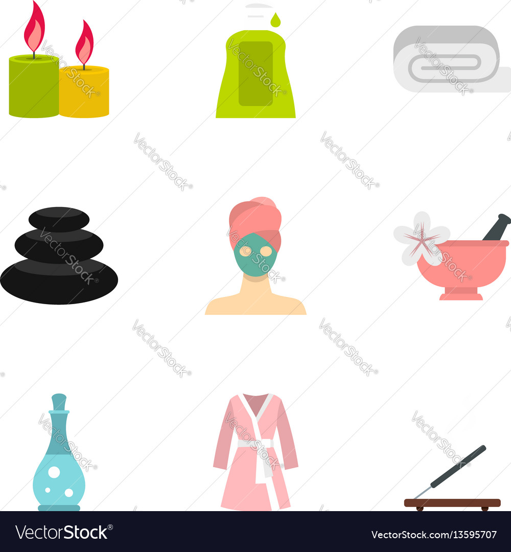 Spa icons set flat style Royalty Free Vector Image