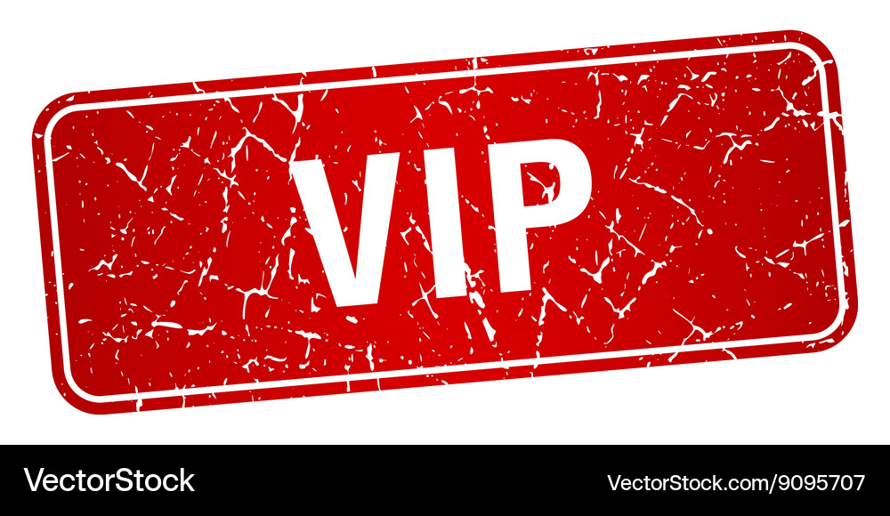Vip red square grunge textured isolated stamp Vector Image