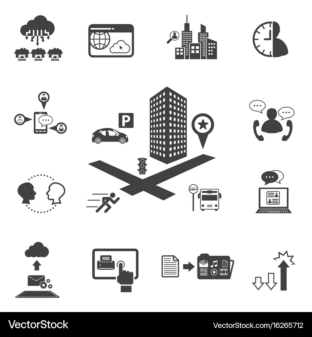 Big data icons set business and technology Vector Image