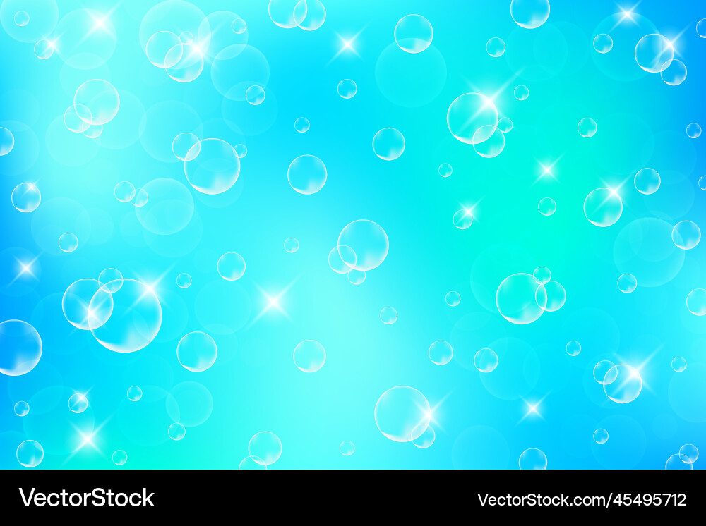 Bubbles in water on blue background turquoise Vector Image