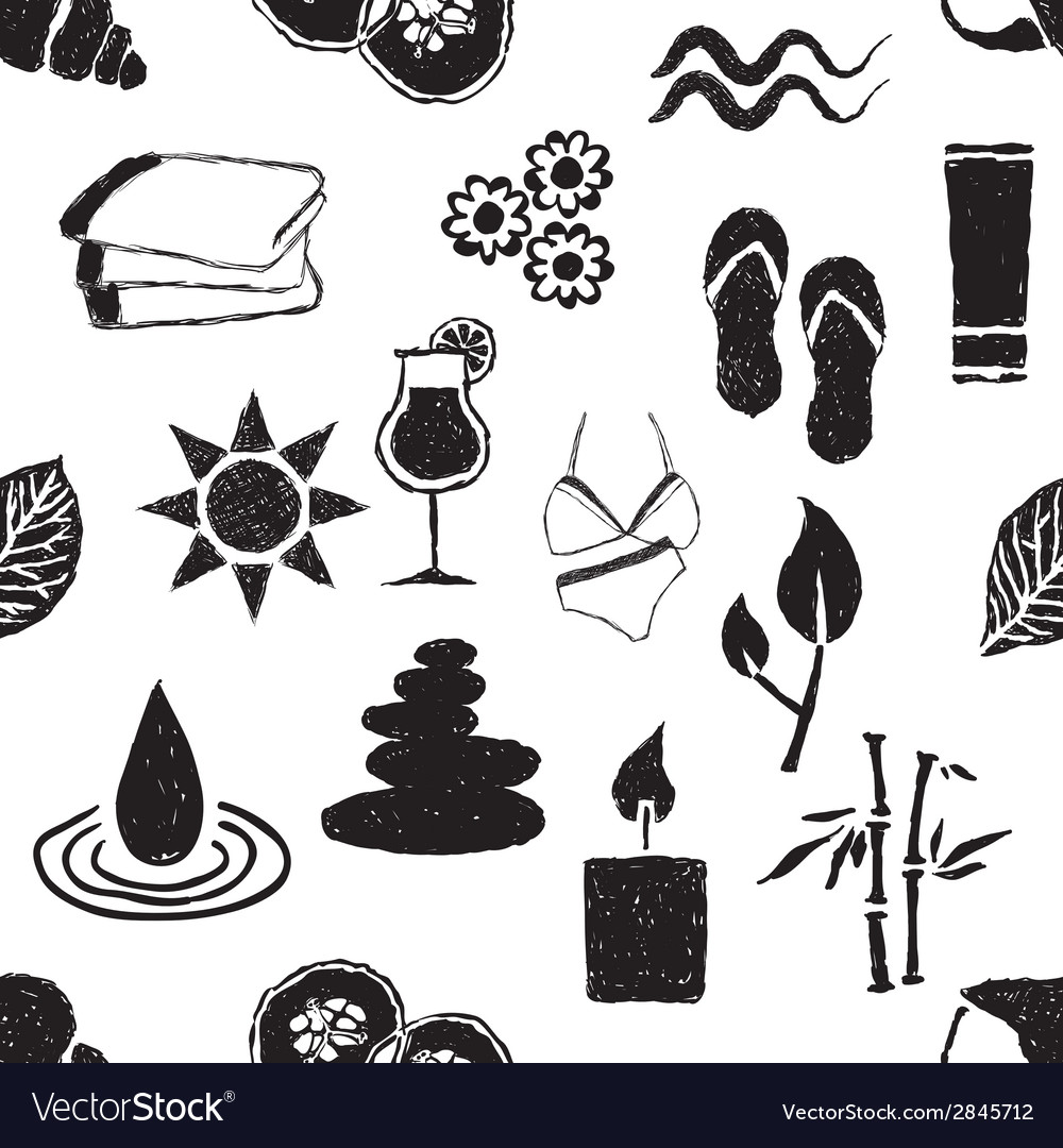 Doodle spa seamless pattern Royalty Free Vector Image