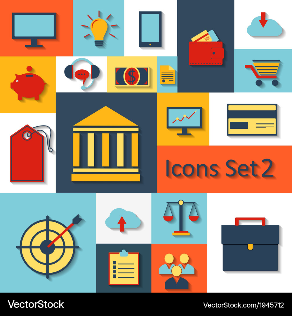 Flat set of modern icons Royalty Free Vector Image