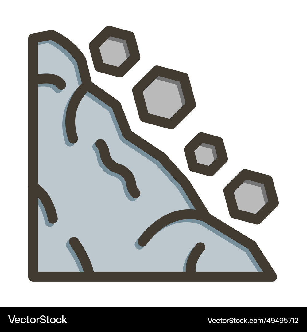 Landslide thick line filled colors icon Royalty Free Vector