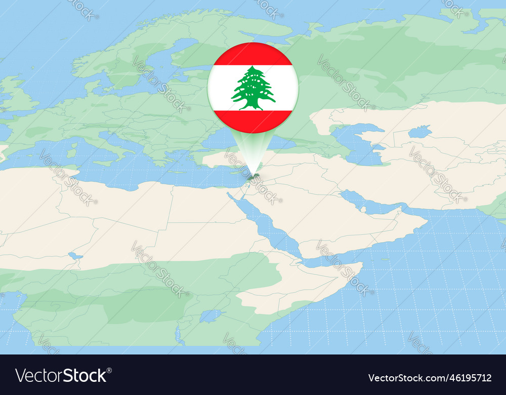 Map of lebanon with the flag cartographic Vector Image