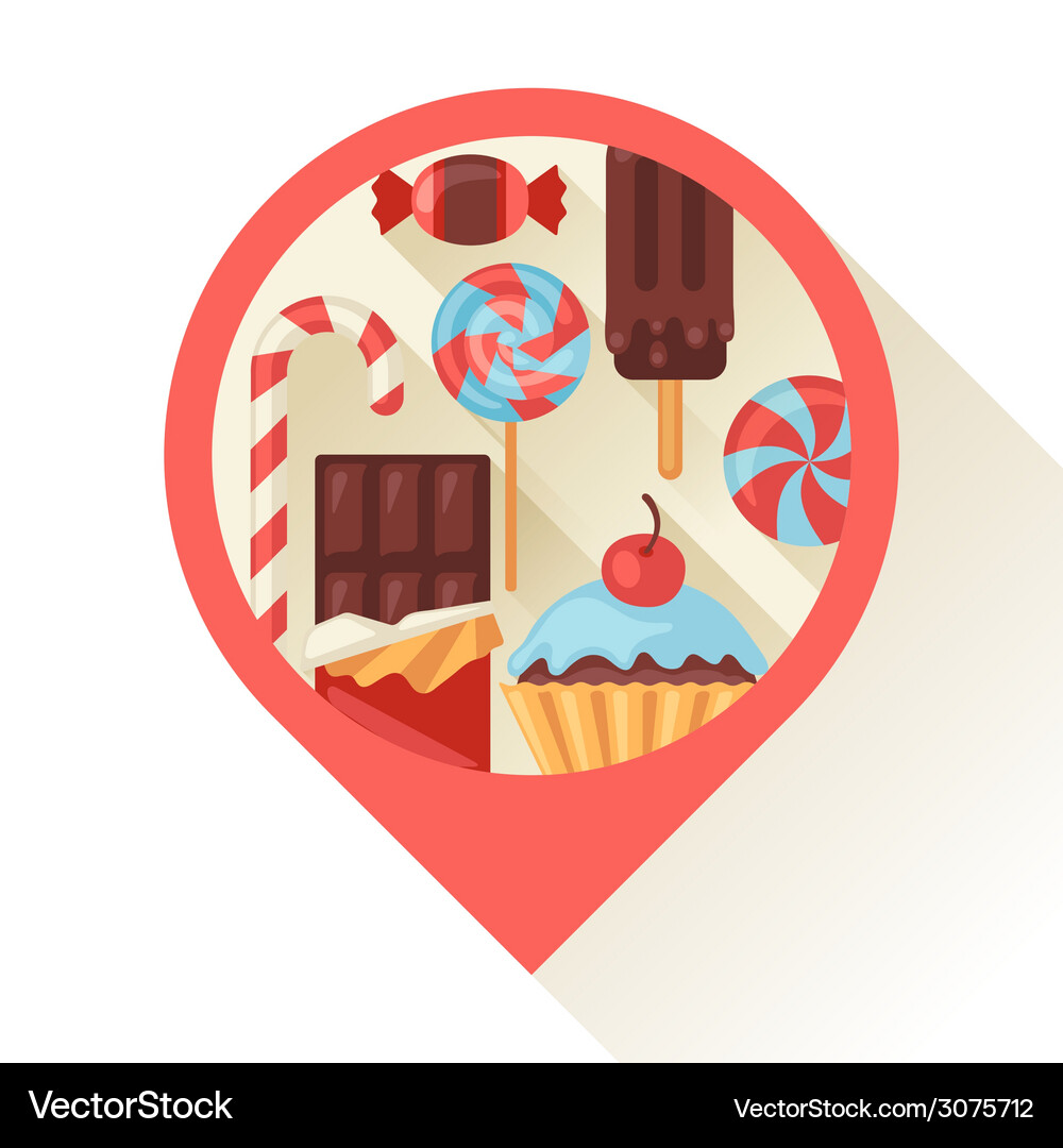 Navigation marker with colorful candy sweets Vector Image