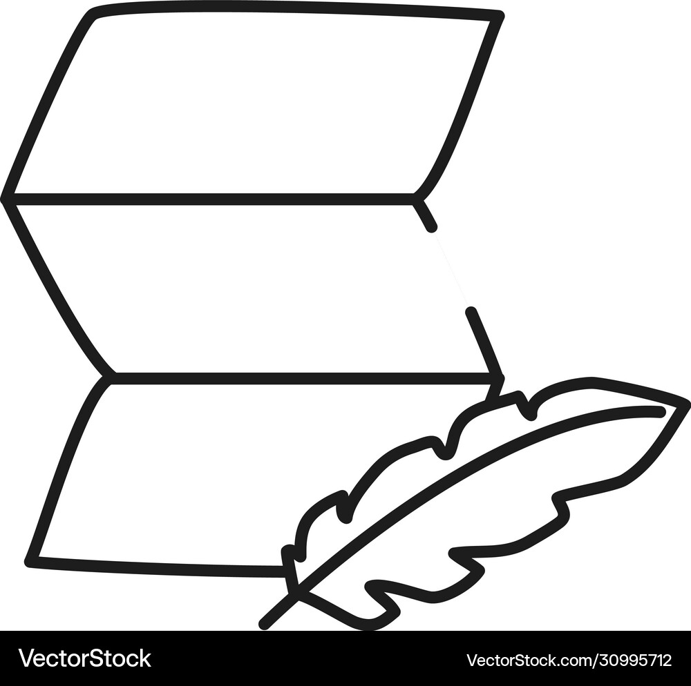 Parchment and plume icon line style Royalty Free Vector