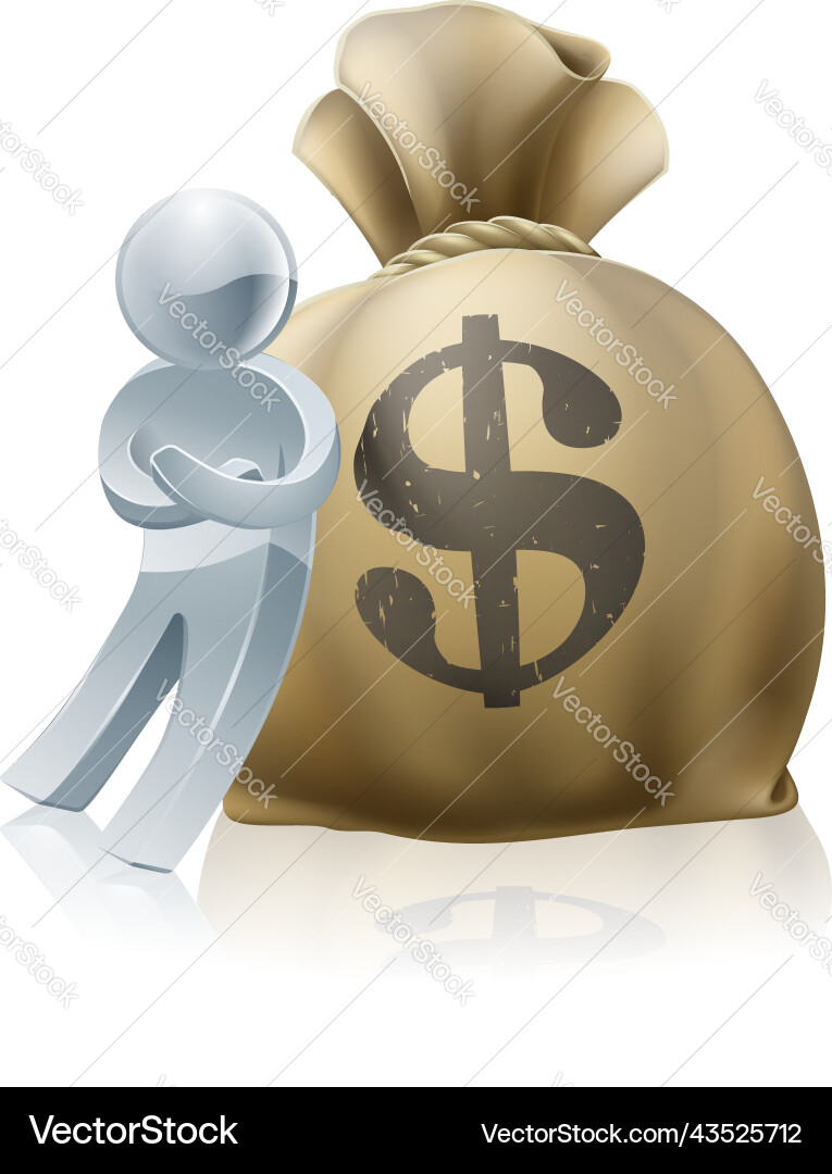 Person and money sack Royalty Free Vector Image