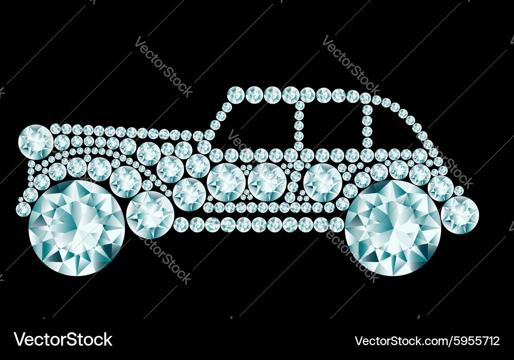 Retro car made of diamonds Royalty Free Vector Image
