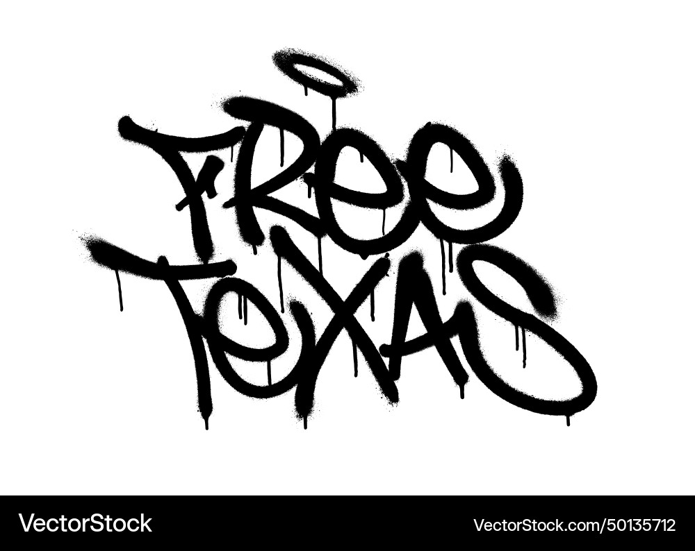 Sprayed free texas font graffiti with overspray Vector Image