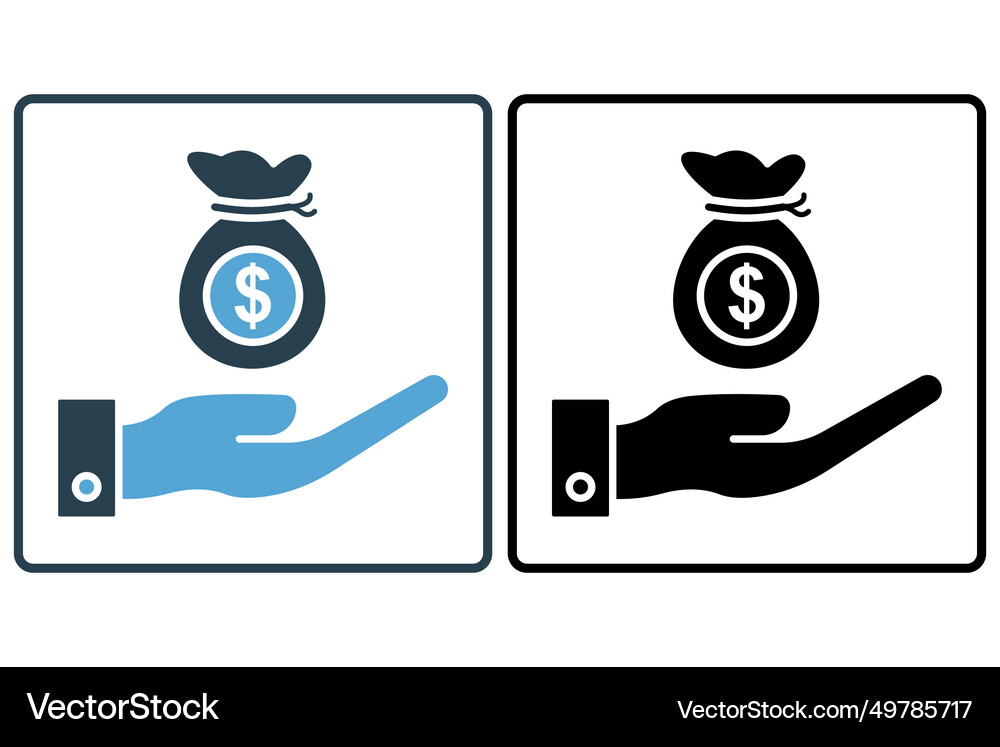 Asset icon hand with dollar related Royalty Free Vector
