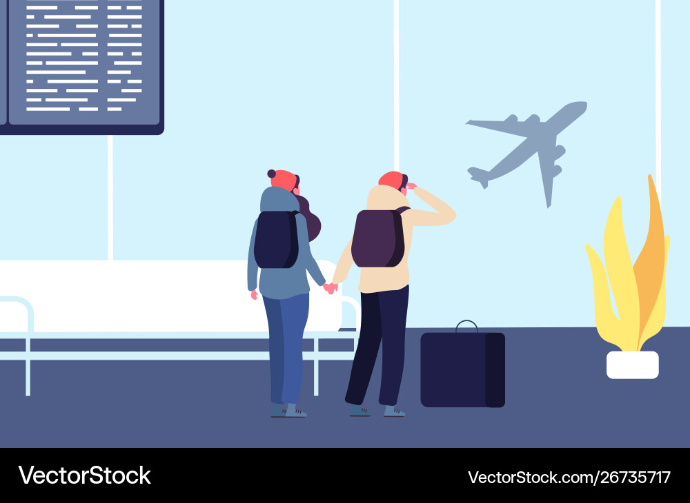 Be late for flight passengers and flying away Vector Image