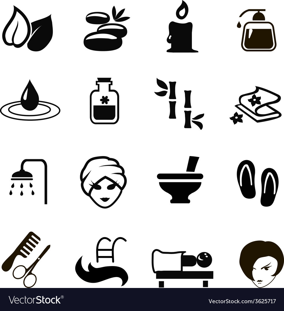 Black spa icons set Royalty Free Vector Image - VectorStock