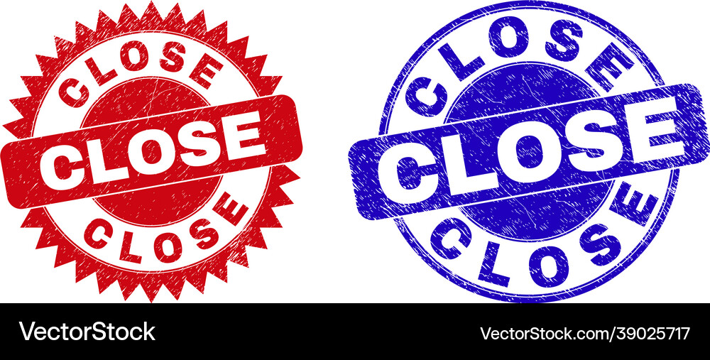 Close round and rosette stamp seals with rubber Vector Image