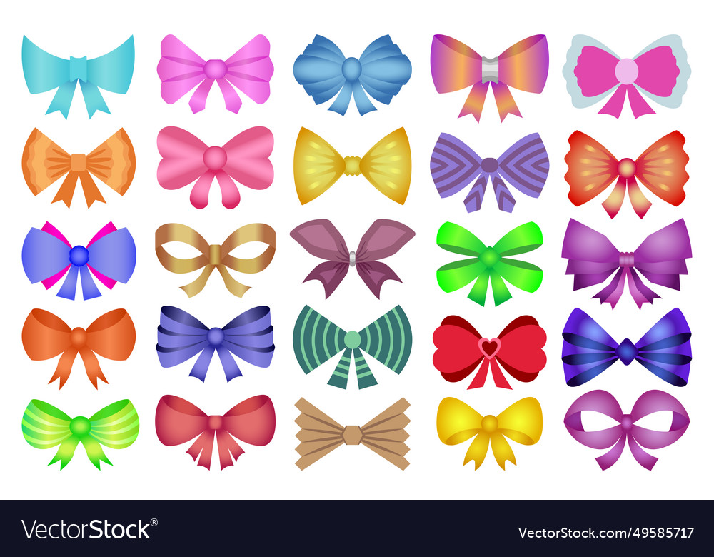 Colorful bow set Royalty Free Vector Image - VectorStock