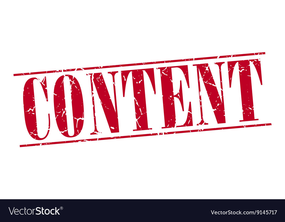 Content red grunge vintage stamp isolated on white