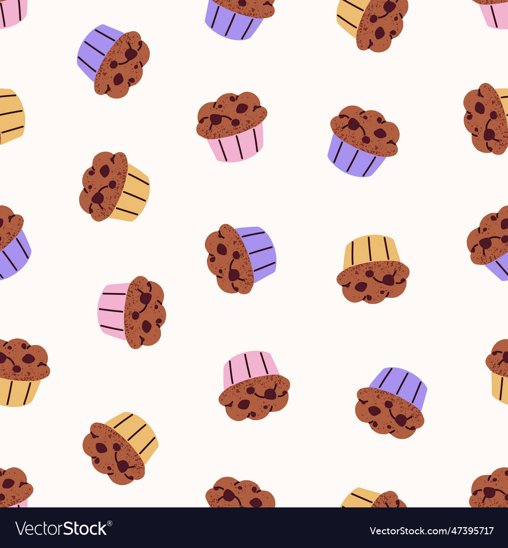 Cupcakes seamless pattern sweet chocolate Vector Image